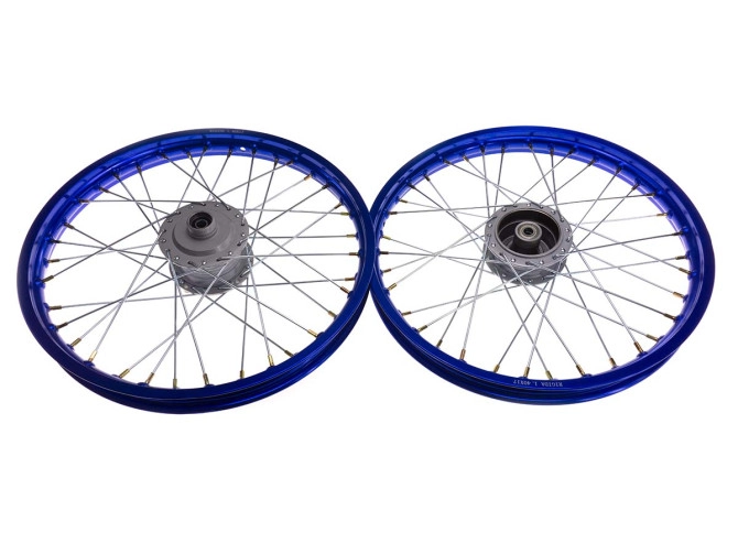 Puch Rigida alu spoke wheel set 17x1.40 blue anodised