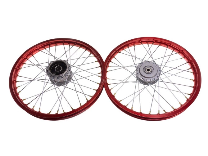 Puch Rigida alu spoke wheel set 17x1.40 red anodised