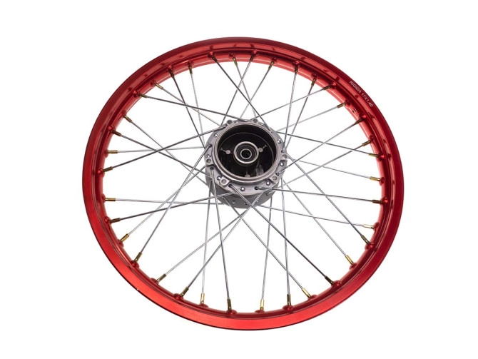 Puch Rigida alu spoke wheel set 17x1.40 red anodised