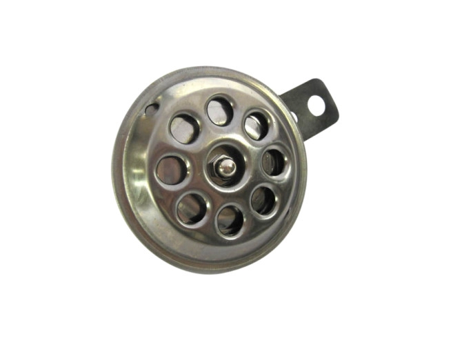 Puch Claxon 6V AC 70mm wisselspanning chroom model met gaten