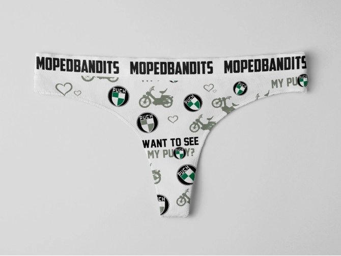 Damenslips weiß mit Puch-Aufdruck Moped Bandits®