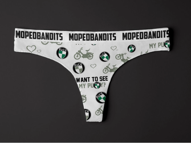 Damenslips weiß mit Puch-Aufdruck Moped Bandits®