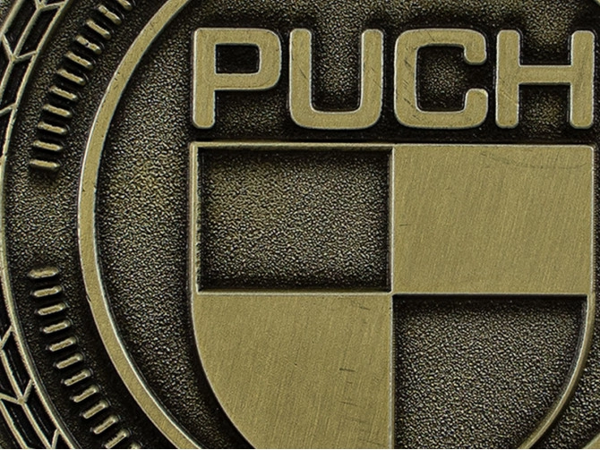 Badge / Emblem Puch logo Gold 47mm mit 3M tape kaufen? | Puchshop.de