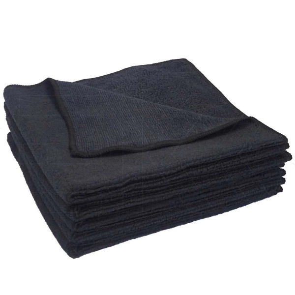 Microfibre cloth black soft 40x40cm (5 pieces)