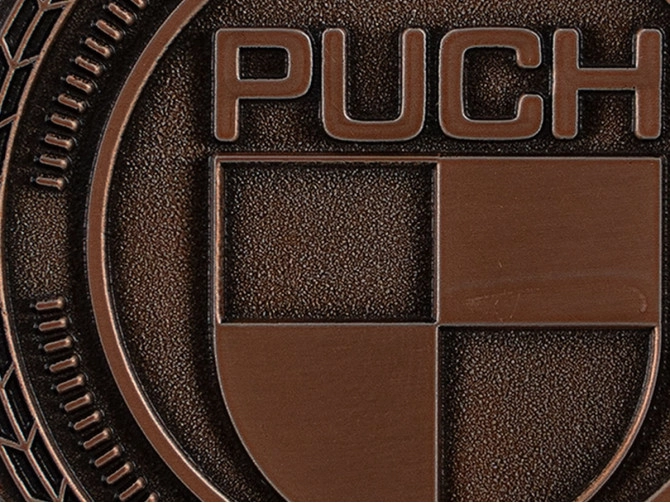Badge / emblem Puch logo Bronze 47mm with 3M tape | Puchshop.de