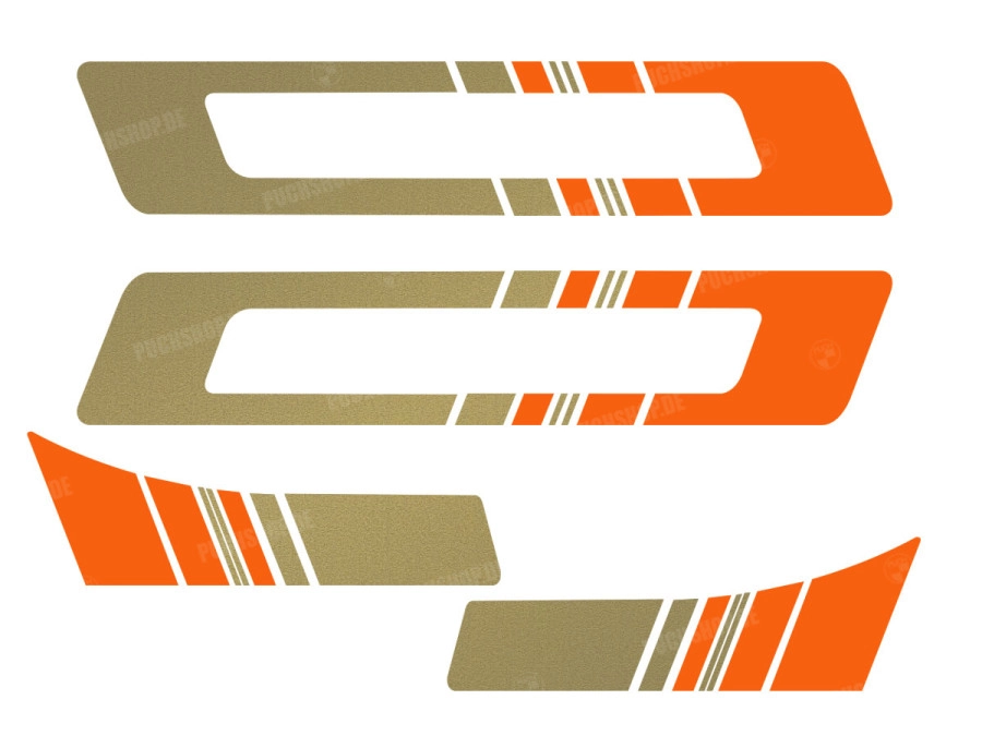 Aufklebersatz Puch Maxi Rahmen Gold / Orange für Puch Mofa?