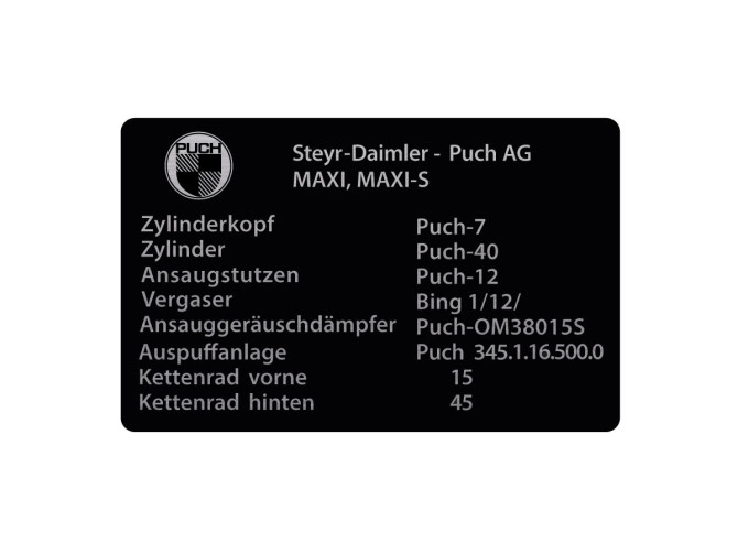 Typetag sticker for Puch Maxi Steyr-Daimler | Puchshop.de