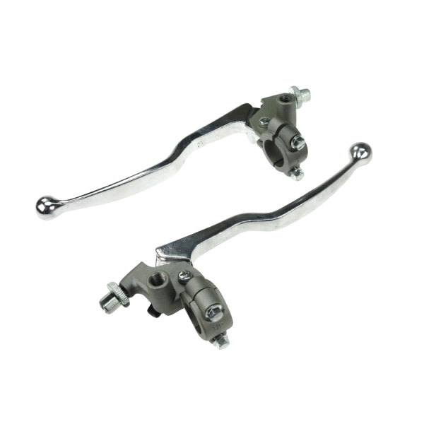 Handle brake set aluminium long with brake light switch and mirror mount