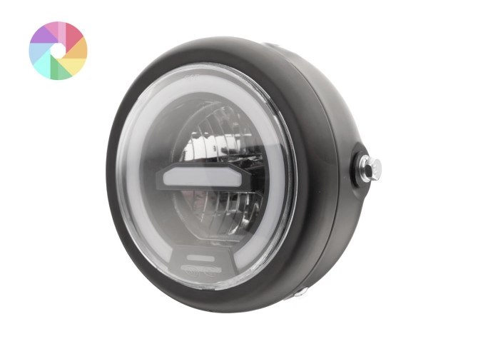 Koplamp rond 165mm angel eye LED custom poedercoat