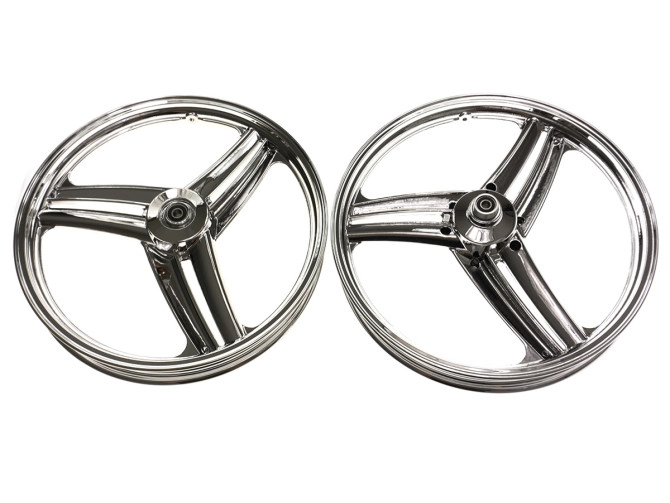 17 inch Puch Grimeca style 3 spoke wheelset chrome