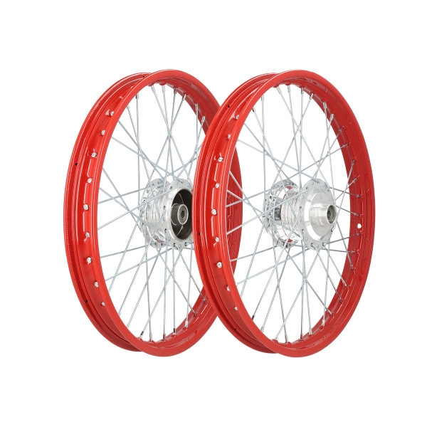 17 inch spoke wheel 17x1.40 steel fire red / galvanized set Puch Maxi S ...