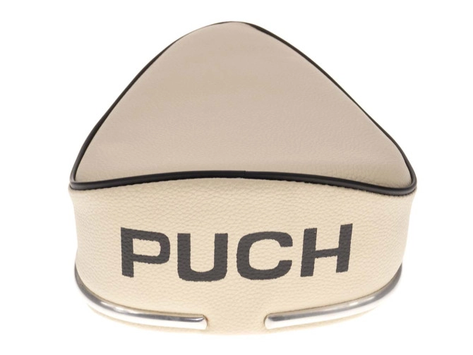 Oldtimer Sattel elfenbein mit Puch-Text - Puch Teile shop