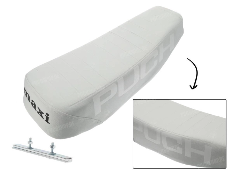 Puch Maxi Buddyseat white with stamped logo